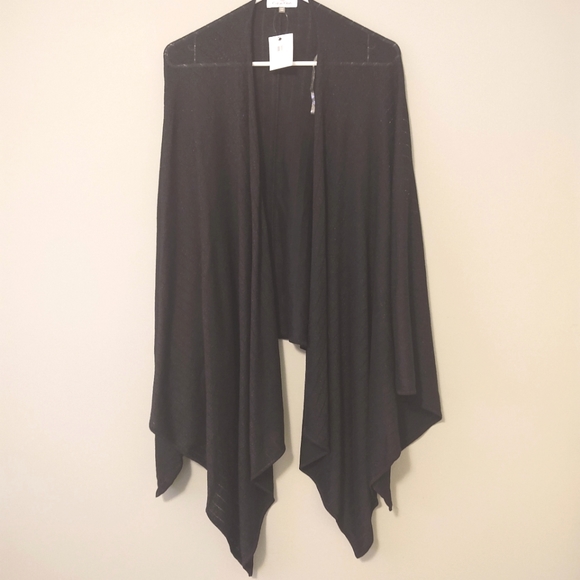 Calvin Klein | Sweaters | Nwt Calvin Klein Black Metallic Wrap Shawl ...